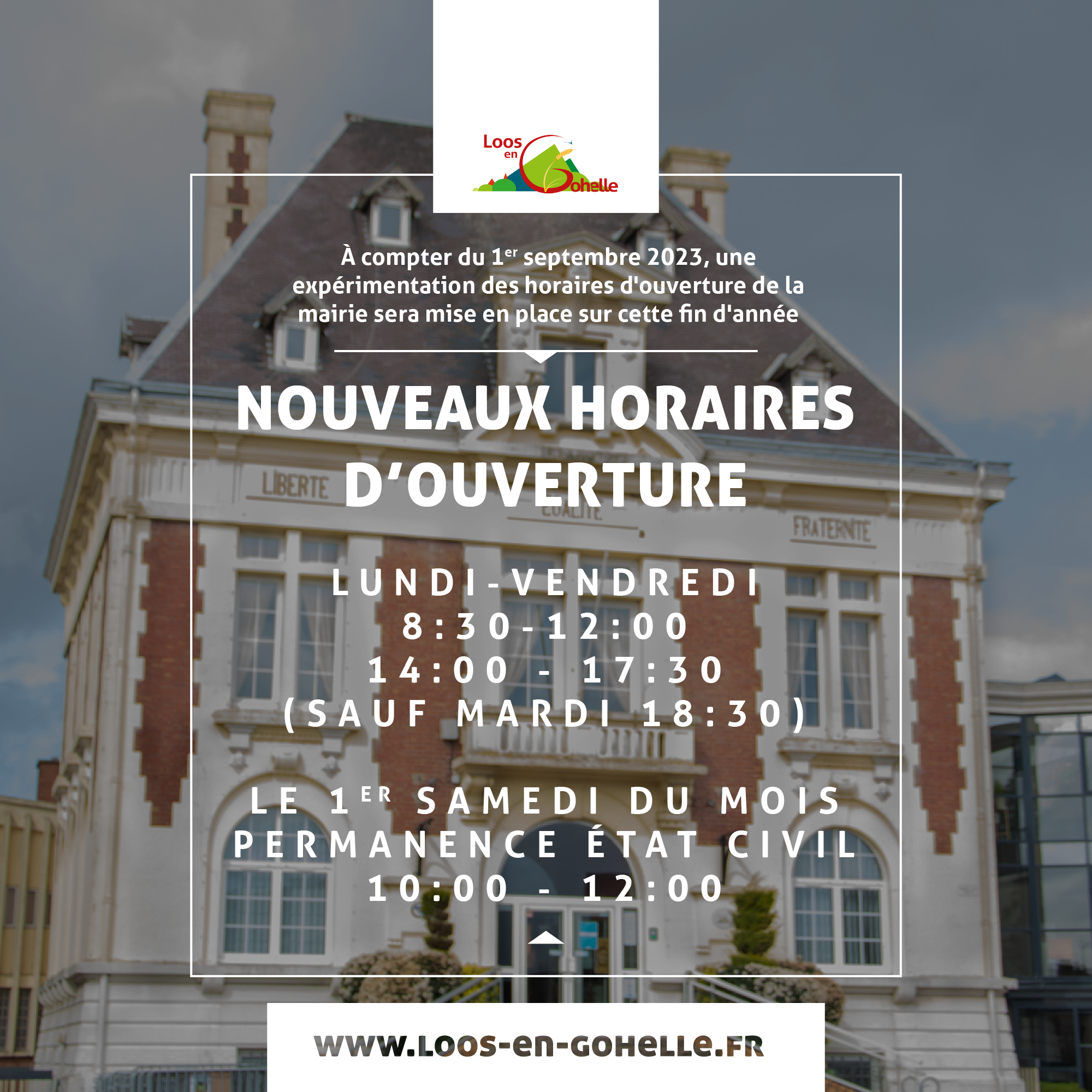 Nouveaux horaires de la mairie - Ville de Loos-en-Gohelle